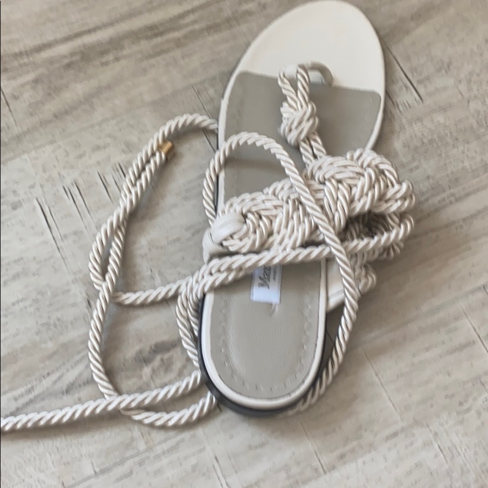 Max Mara Cream Rope Flat Sandals - Gem